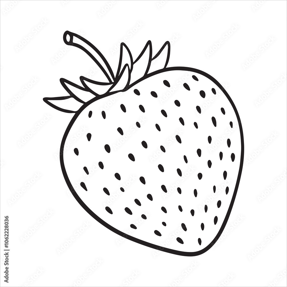 Strawberry line drawing fruit design art for coloring pages ...