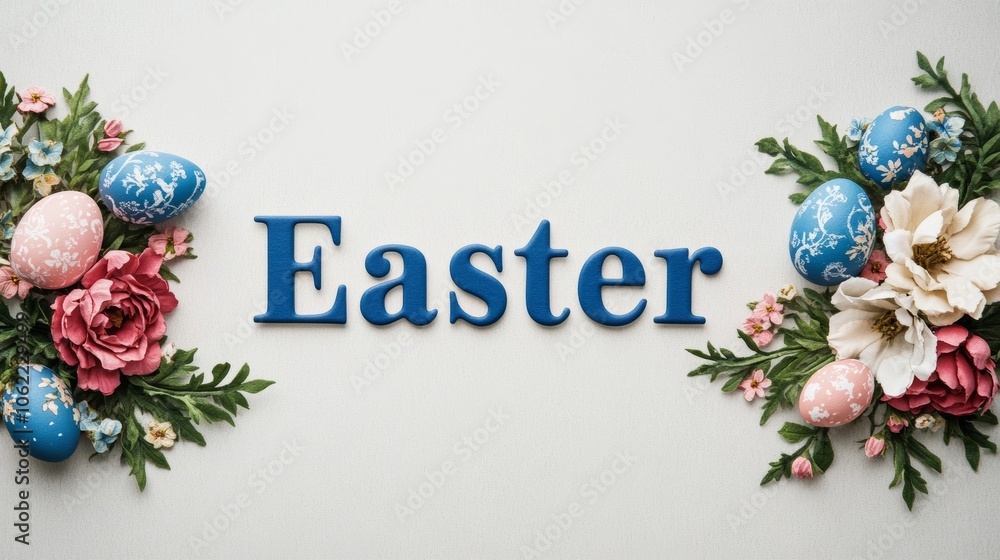 Vintage-style Easter text in faded pastel colors with floral borders ...