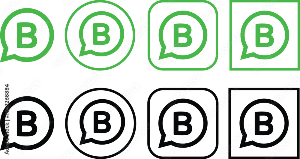 WhatsApp business icon in flat line style set. Whatsapp Logo sign ...