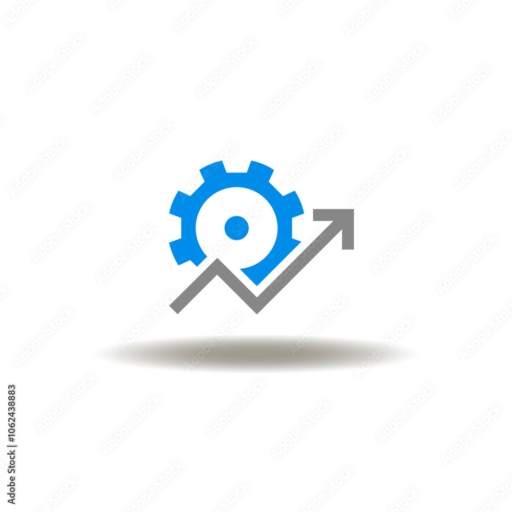 Vector illustration of gear wheel with growth graph. Symbol of ...