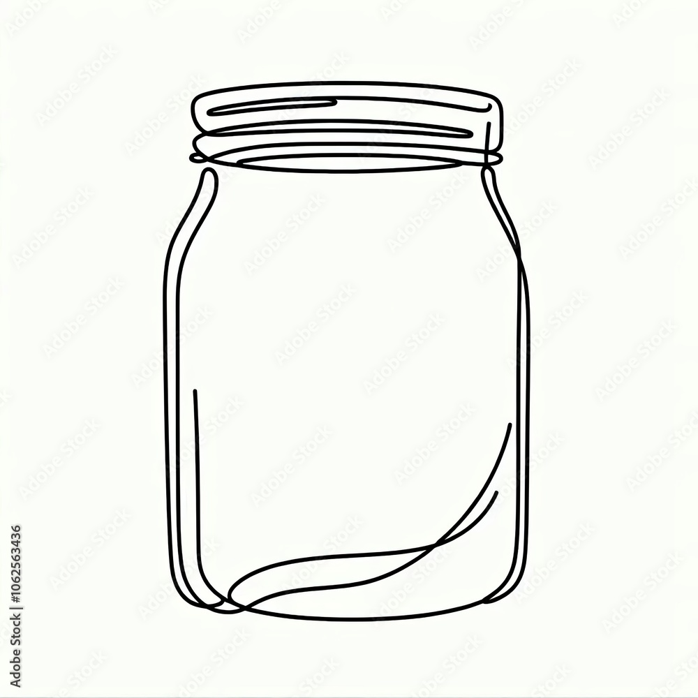 This illustration features a mason jar drawn in a continuous line ...