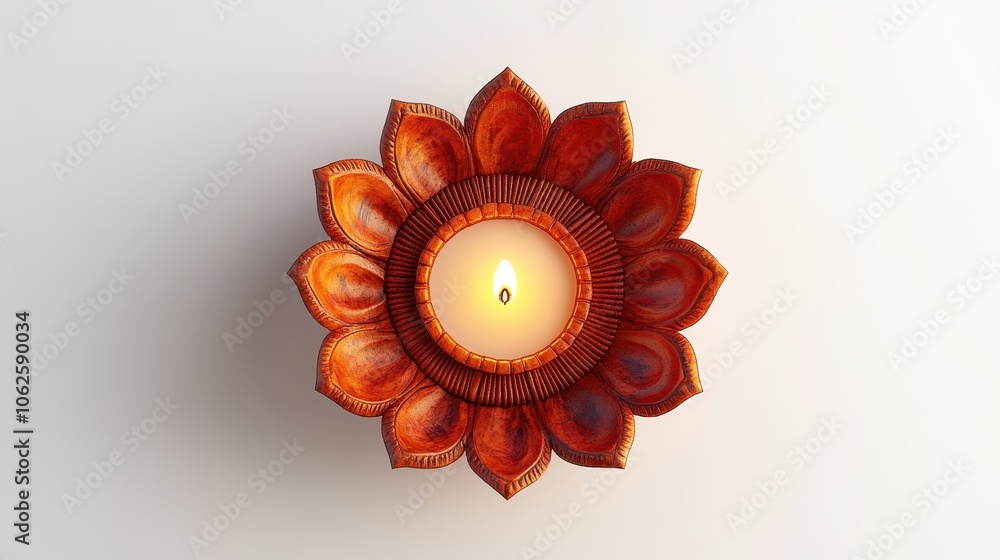 diya top view, on white background, single diya lamp Stock Illustration ...