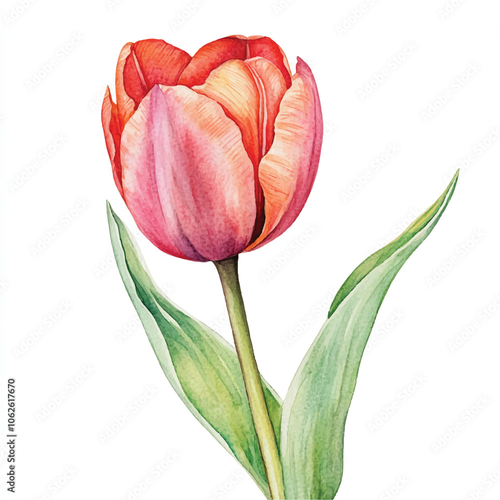tulip flower watercolor clipart illustration Stock Vector | Adobe Stock