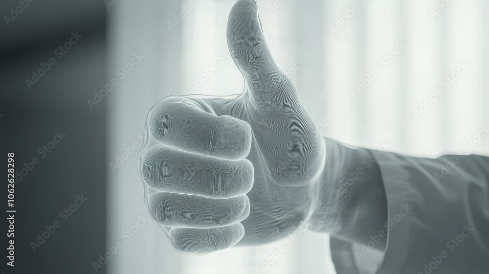 Thumbs-up hand x-ray, isolated, representing approval in safety ...