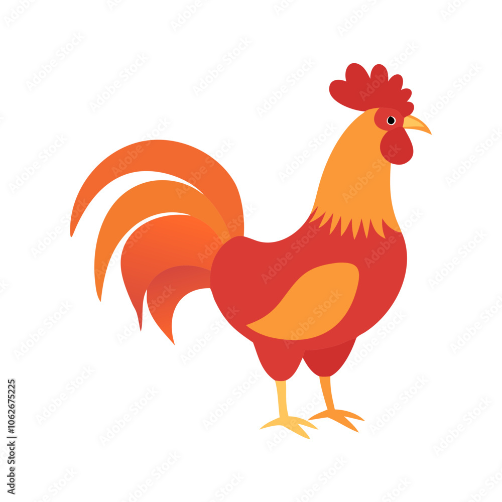 Rooster Coloring Page For Kids Printable. Rooster Cartoon Illustration ...