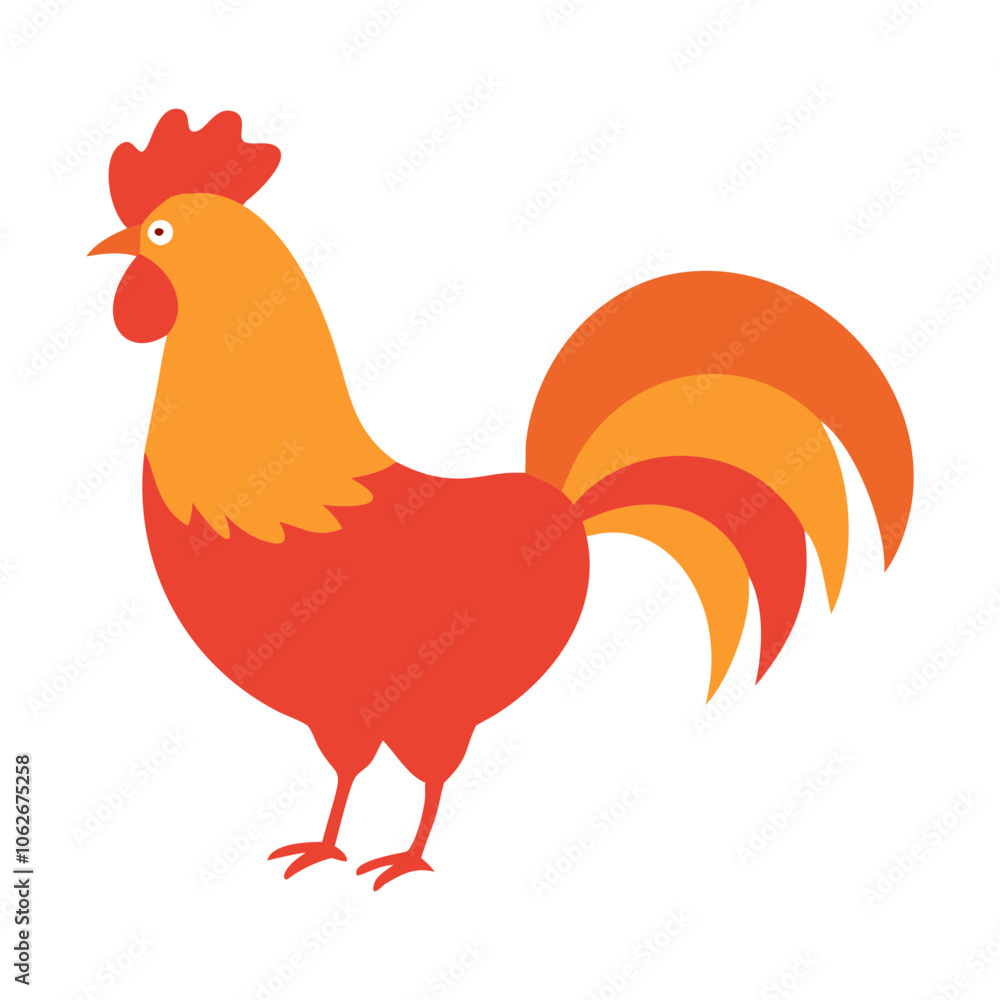 Rooster Coloring Page For Kids Printable. Rooster Cartoon Illustration ...