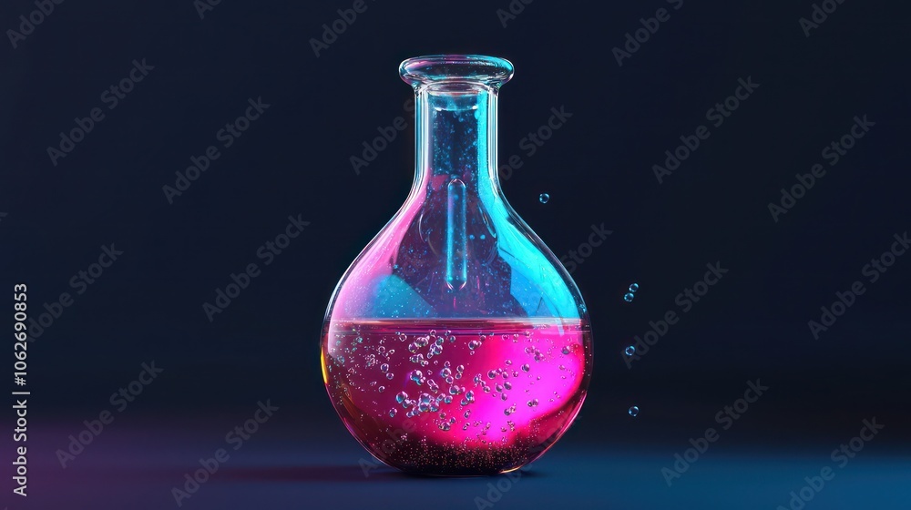 High-resolution 3D model of a flask with bubbling liquid for ...