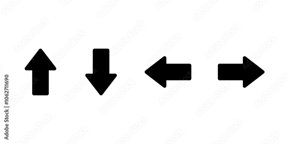 Up, down, left, and right arrow icon in rounded corner. Upward ...