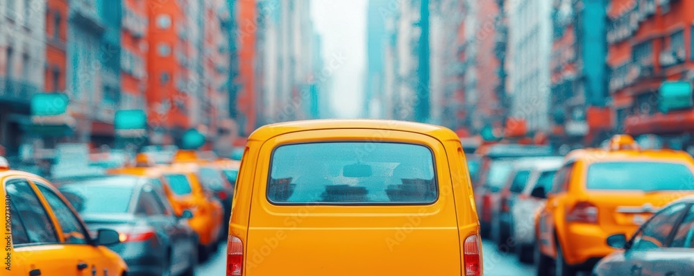 Chaotic scene of pedestrians and cars battling for space on a crowded ...