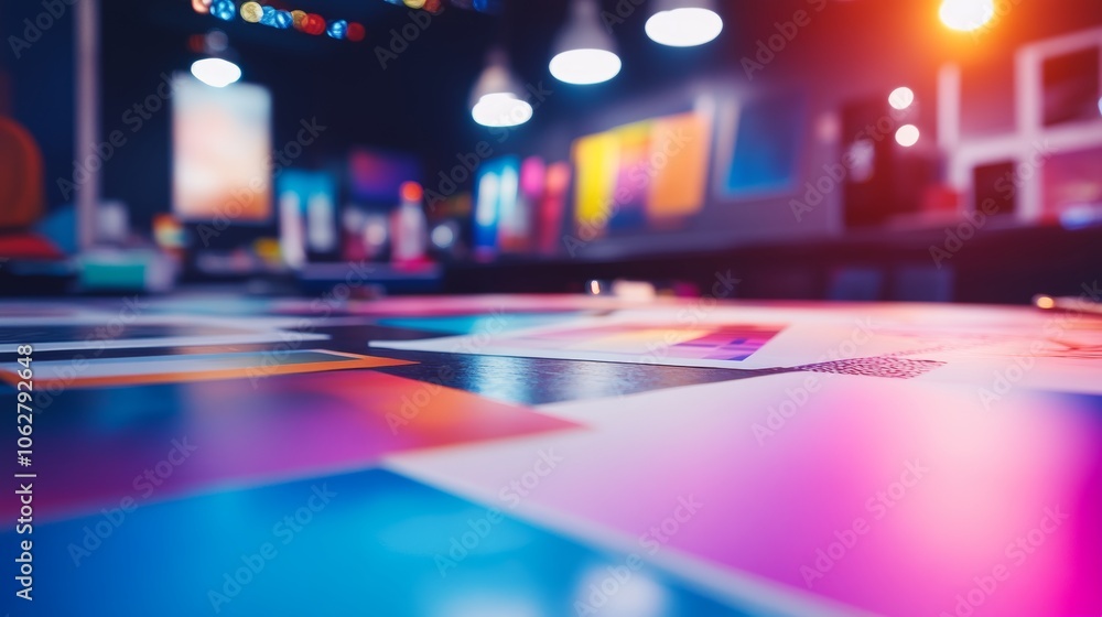 Graphic design services on a creative studio background with vibrant ...