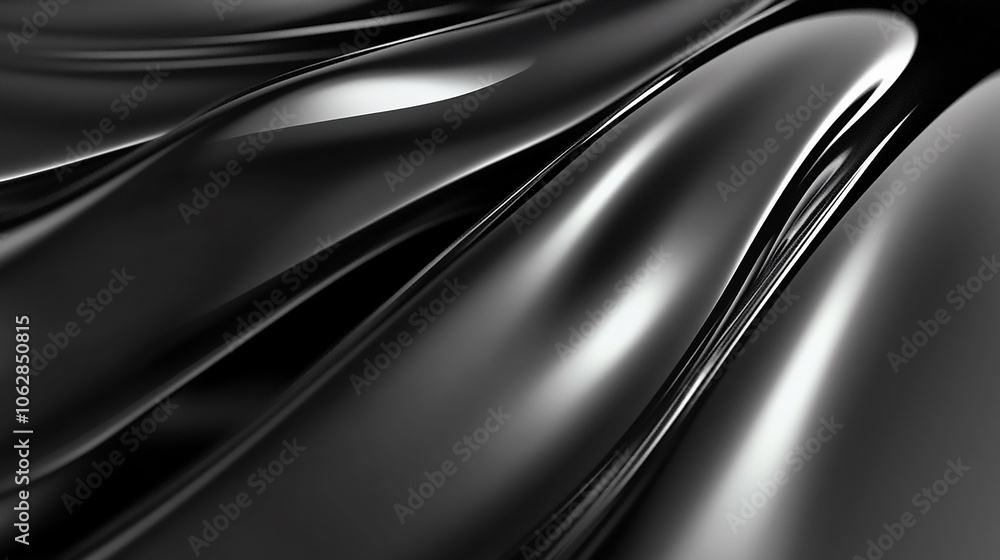 Abstract black and silver linear patterns with a smooth gradient in dim ...