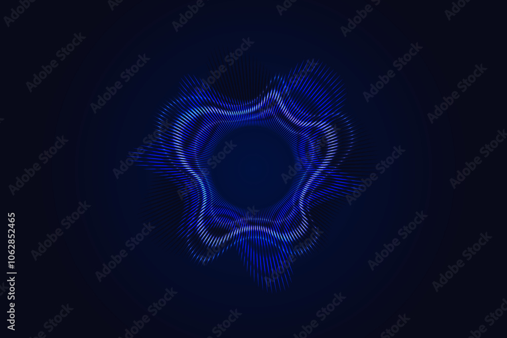 Dynamic blue radial speed sound wave light line pattern . Circular ...