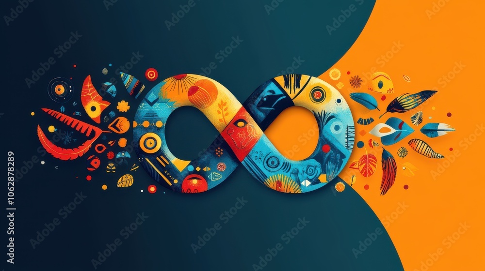 Visual representation of an infinity logo surrounded by diverse ...