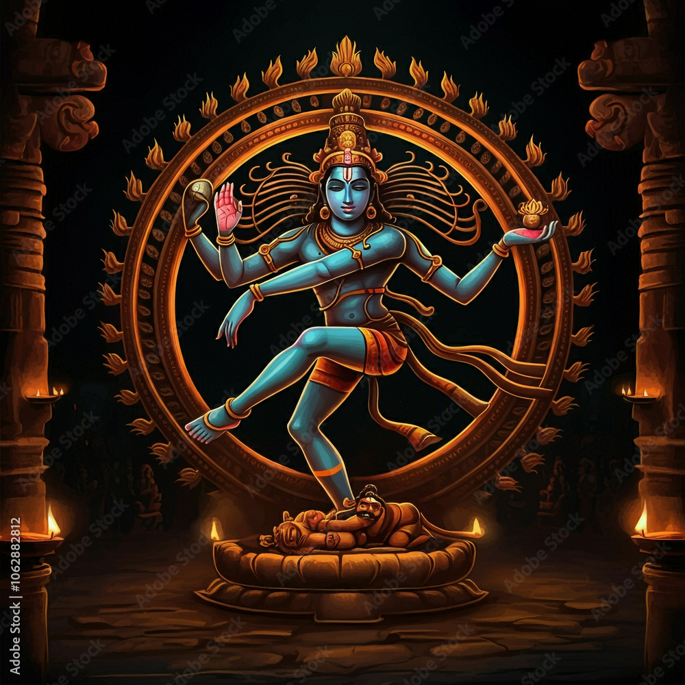 Depiction of Lord Nataraja performing the cosmic dance, symbolizing ...