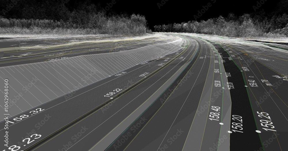 Digital terrain model obtained from lidar scanning results (BIM DTM ...