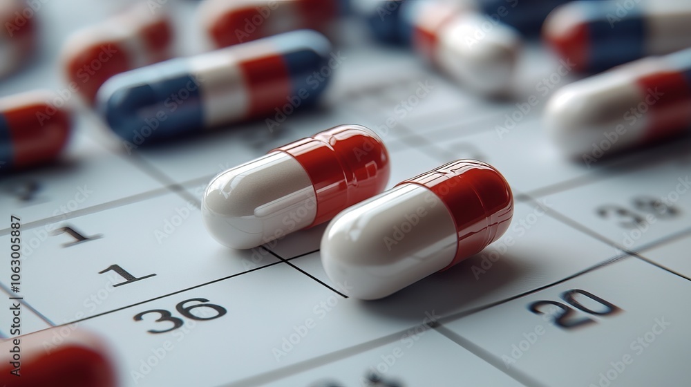 3D calendar marked date and time for reminder with pharmacy drug icon ...