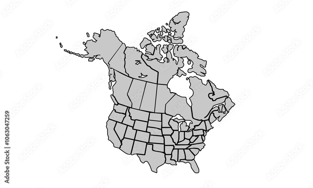 North America map isolated on white background. for website layouts ...