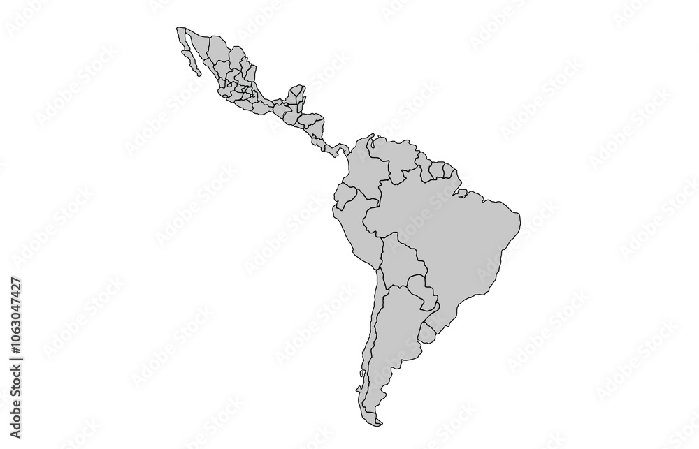 Latin America map isolated on white background for website layouts ...