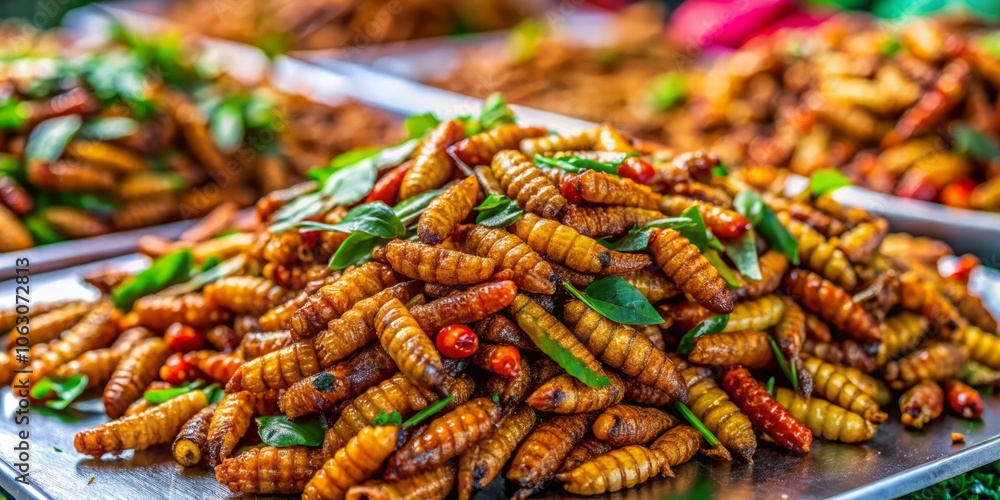 Deep Fried Insects: A Popular Thai Street Food Snack with Sago Worm ...