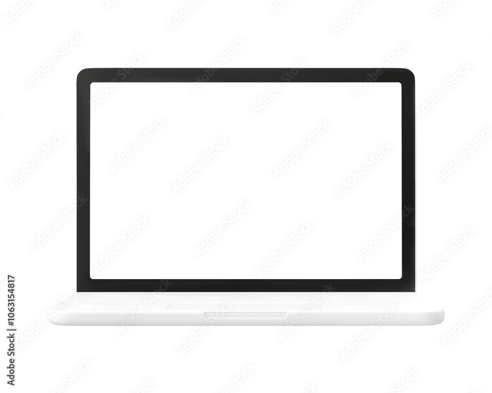 3D laptop png clipart, white screen on transparent background Stock ...