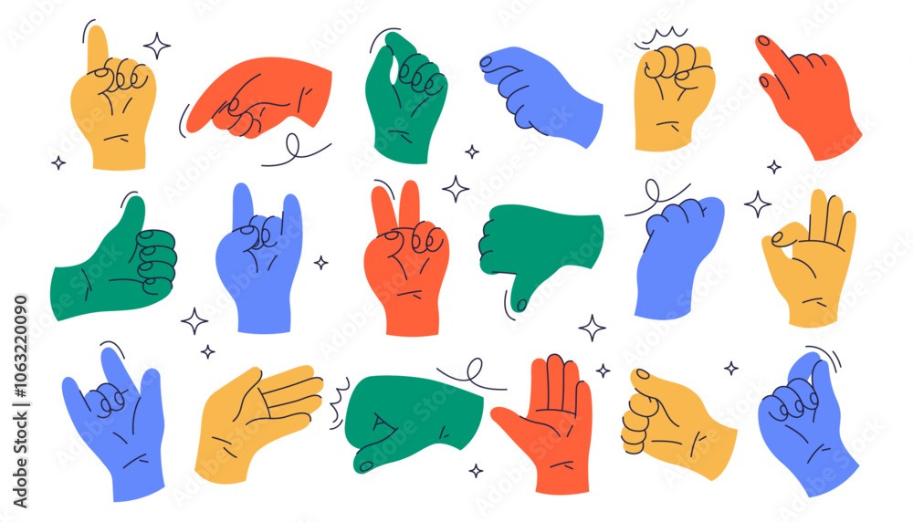 Gestures and hands showing non verbal elements of communication. Vector ...