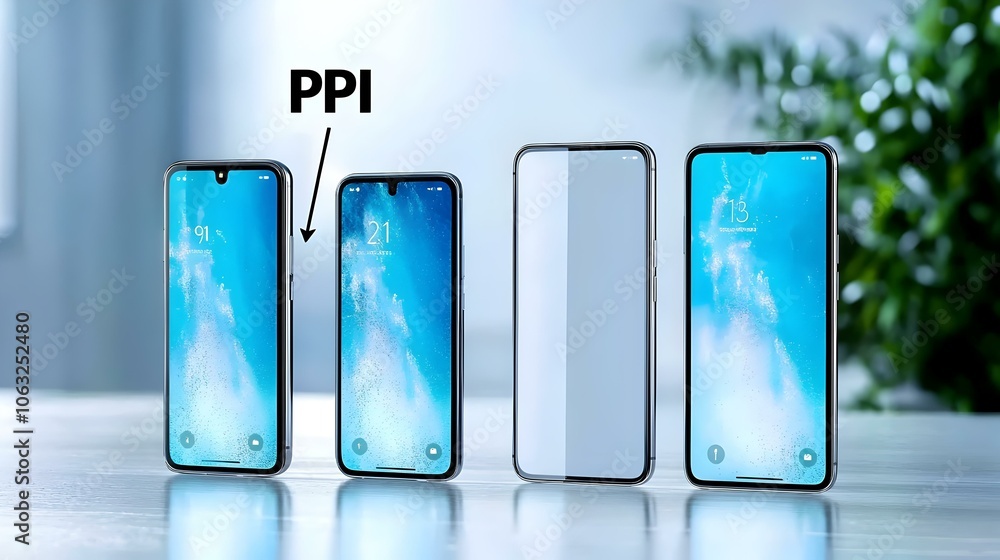 Technical diagram illustrating PPI values, clear comparison of pixel ... Technical diagram illustrating PPI values, clear comparison of pixel ...