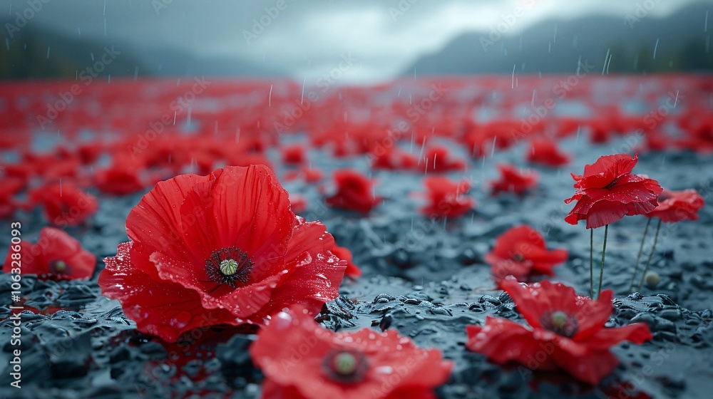 Red poppy as a symbol of memory for the fallen in the war. Suitable for ...