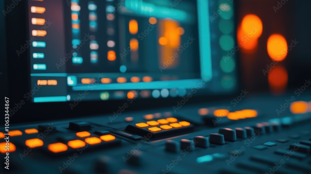 Close up view of a computer screen streaming a digital worship service ...