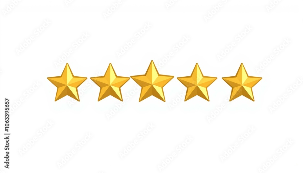 golden star icon Five star rating review icon, golden 5 stars in a row ...