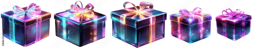 galaxy magical gift box object isolated over white (transparent ...