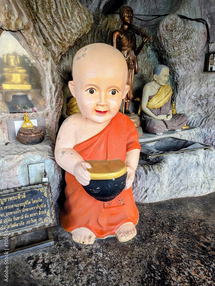 Cute monk donation box on Thai temple grounds. Stock Photo | Adobe Stock