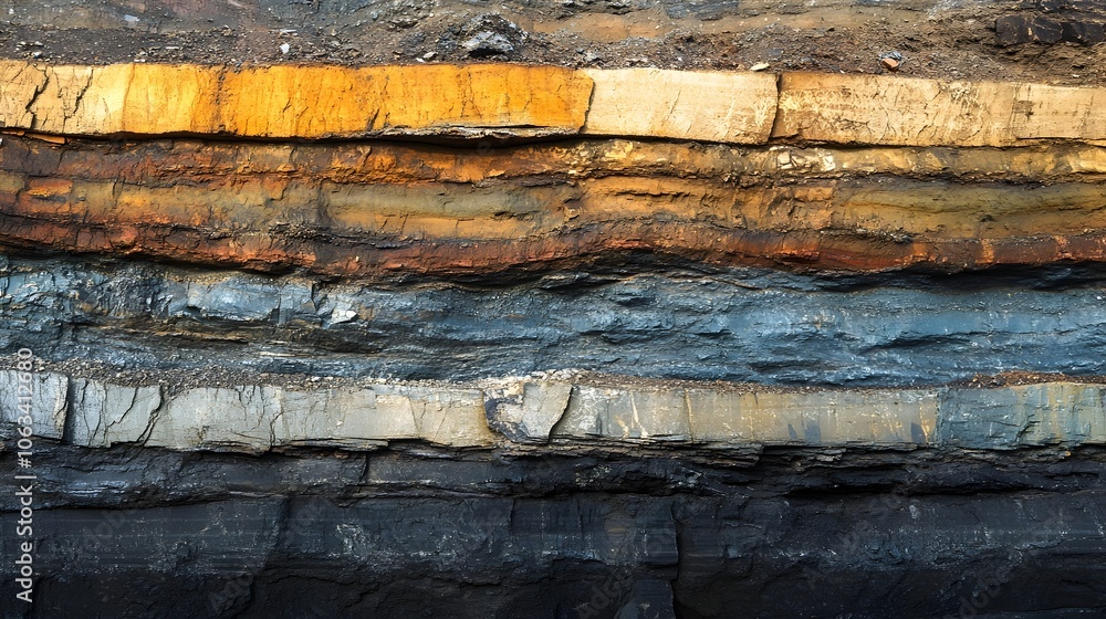 Layered Earth Colors in Open-Pit Coal Mining Landscape Stock Photo ...