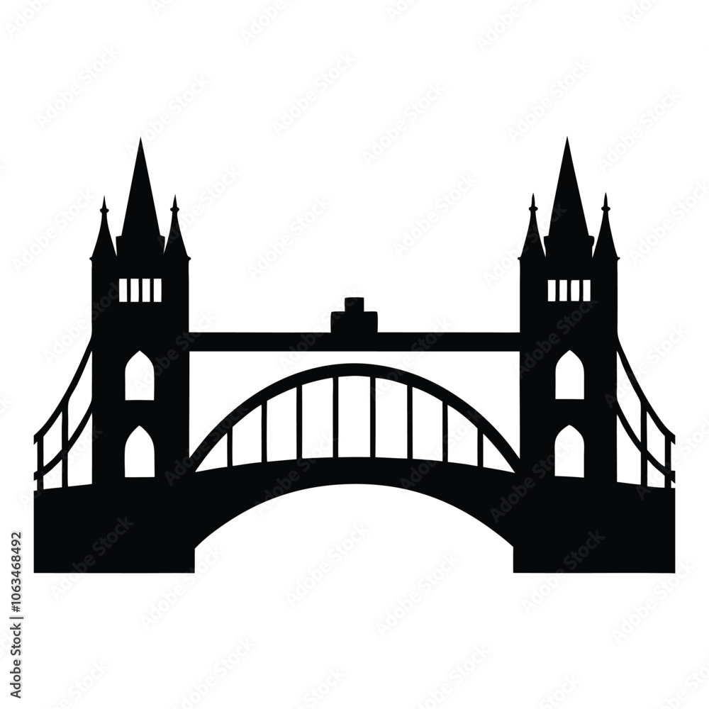 London Bridge vector Silhouette on white background Stock Vector ...