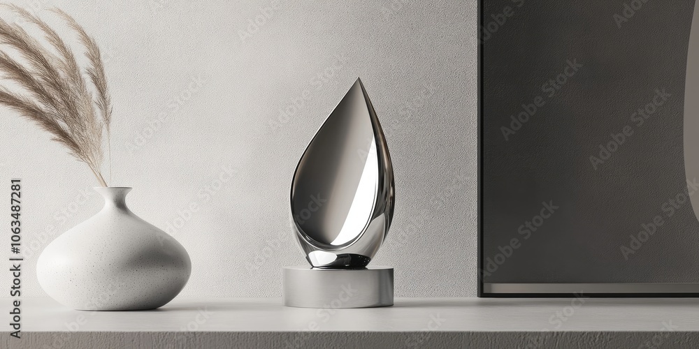 Elegant and minimalist design for a silver award trophy that embodies a ...