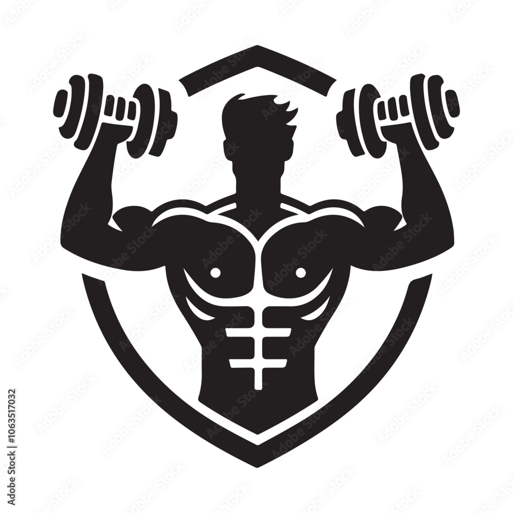 Muscle arm fitness emblems, labels, badges, logos and design elements ...