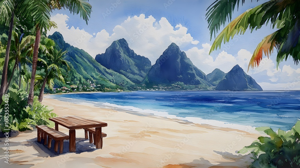 Watercolor painting for Saint Lucia National Day showcasing traditional ...