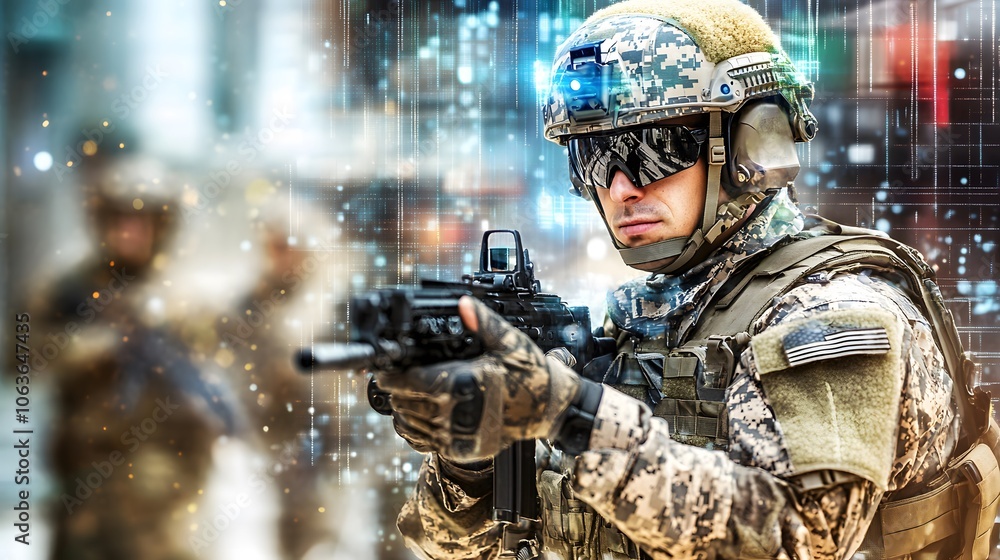 Lifestyle photo of military personnel using a 3D robotic surveillance ...