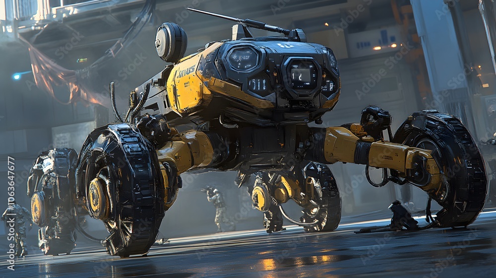 Lifestyle photo of a military robot demonstration with a 3D bomb ...