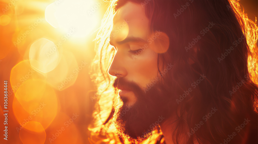 Ilustración de Stock Jesus in intense prayer and supplication before ...