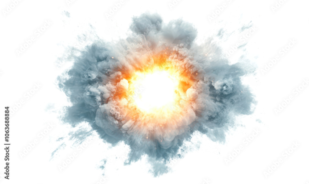 Explosion with fire and smoke isolate on transparent background, png ...