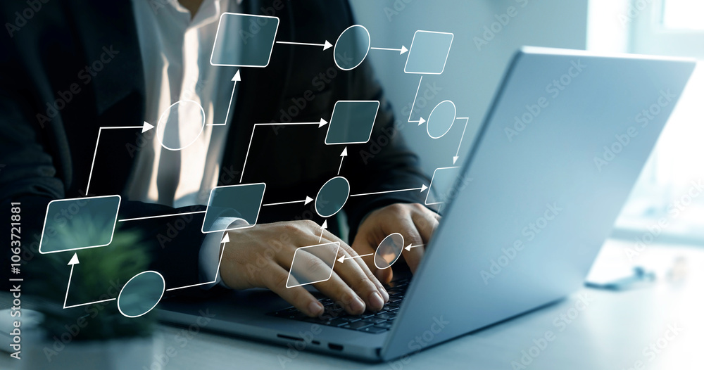 Chart scheme hierarchy management of corporate. Digital technology of business process and ...