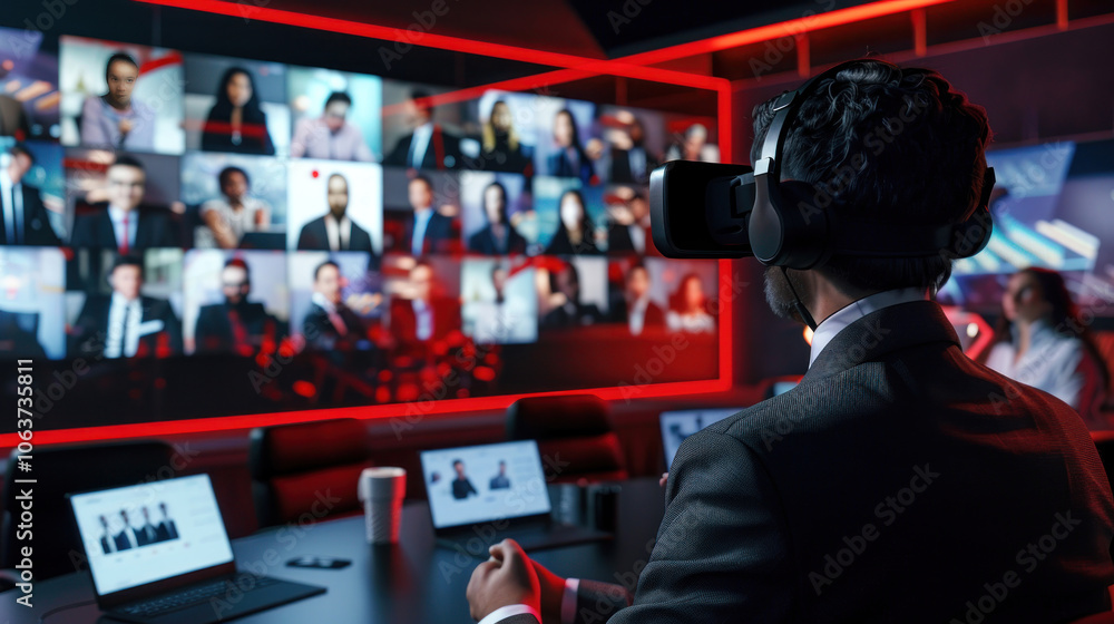 Employees attending a virtual corporate event with live video ...