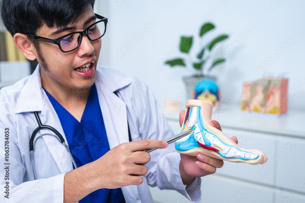 Foto de Stock Professional Podiatrist doctor diagnose foot during ...