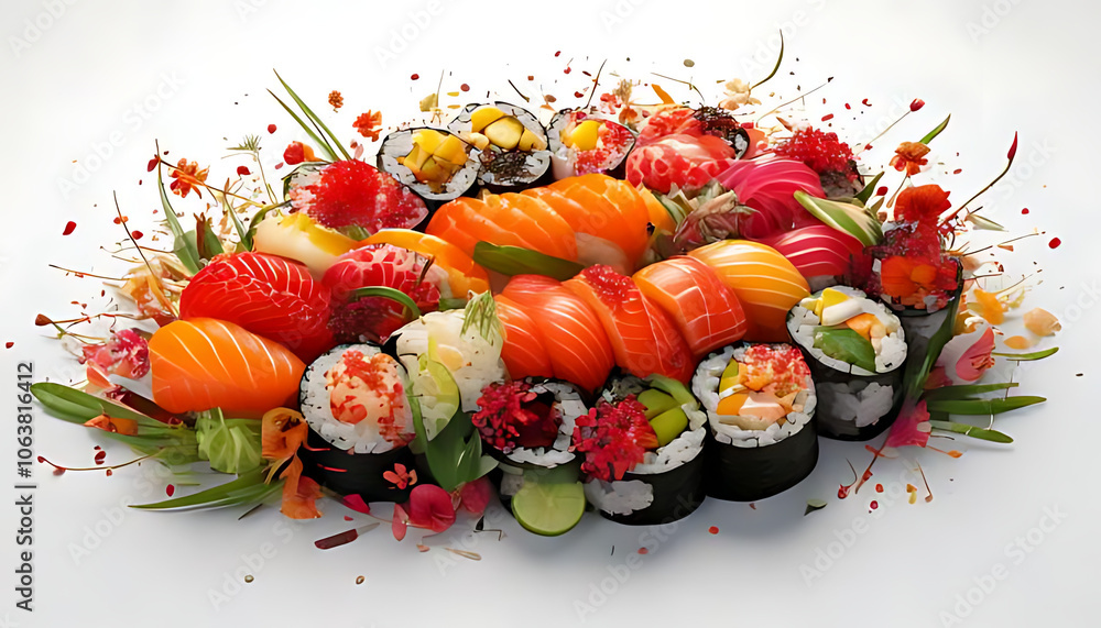 sushi art forms unique design flavors white background holidays special ...