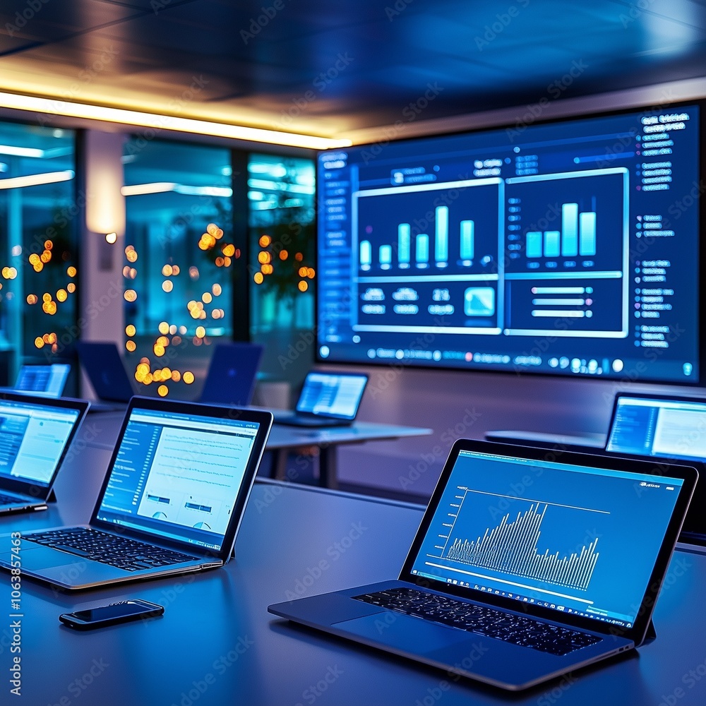 Advanced Technology-Driven Workspace with Real-Time Data Visualization ...