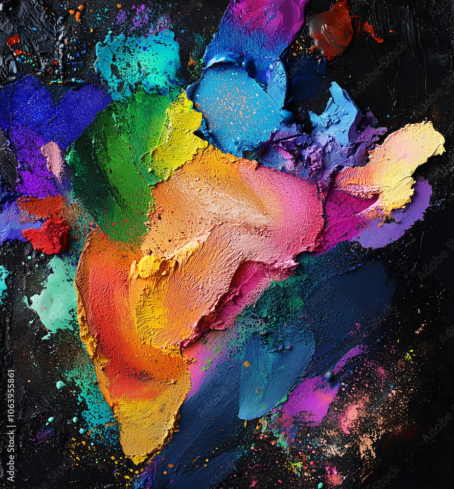 Artistic and Colorful Map of India with Cultural Motifs, Traditional ...