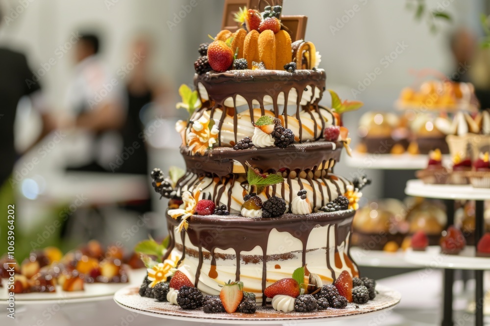 Food festival dessert competition with cakes and pastries on display ...