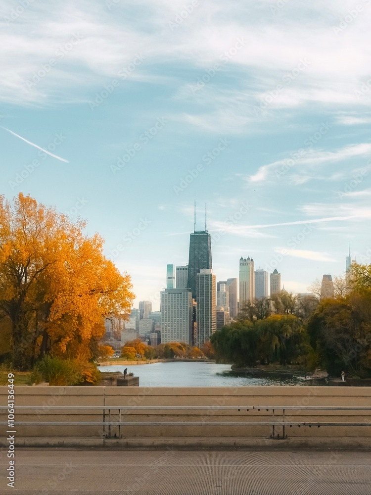 Stunning Chicago skyline from Lincoln Park, featuring dreamy pastel ...