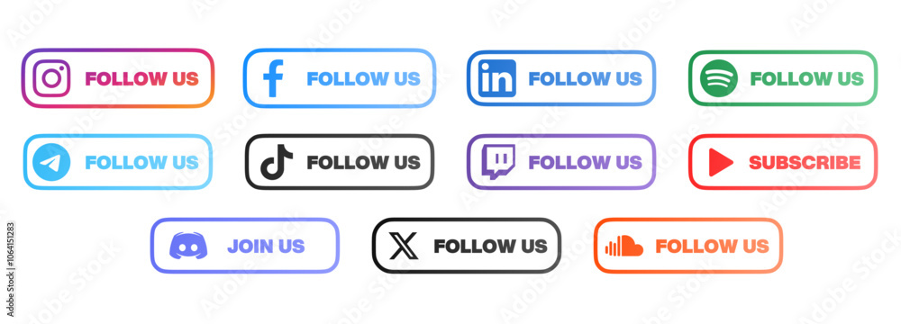 follow us Instagram, Youtube, Telegram, twitter, TikTok, Discord, Twitch banner, social media ...