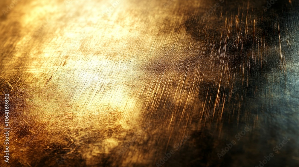 Brushed bronze sheet with wide horizontal scratches, metallic surface ...
